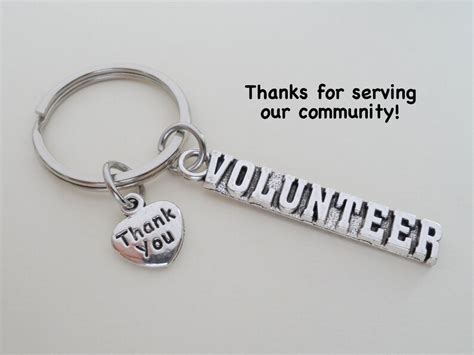 Volunteer Appreciation T Keychain Thank You Charm Etsy