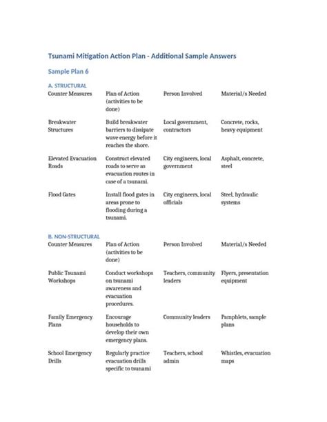 Additional Tsunami Mitigation Action Plans Docx