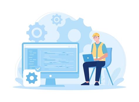 Premium Vector A Man Is Checking A Device For Repairs Trending