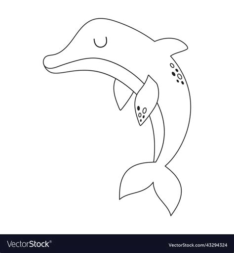Cute Dolphin In Silhouette Isolated On White Vector Image