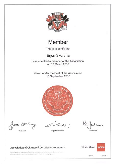 Acca Membership Certificate Pdf