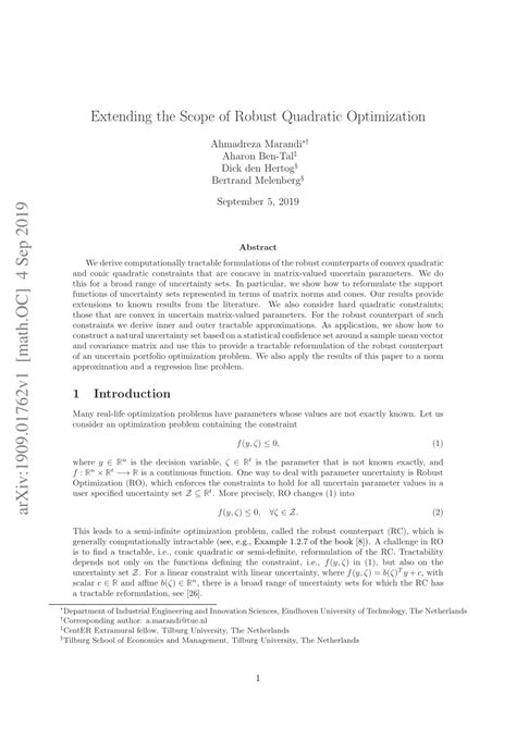 PDF Extending The Scope Of Robust Quadratic Optimization