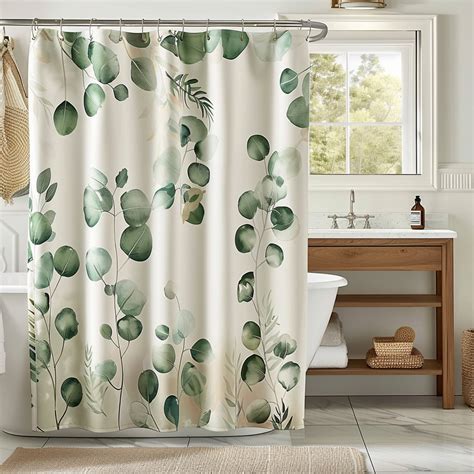 Enchanting Oak Leaf Print Shower Curtain Farmhouse Cottage Style