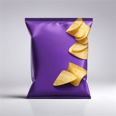 Embalagem De Chips Em Branco Embalagem Cor Roxa Em Fundo Branco
