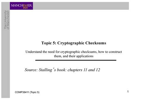 Topic Crytographic Checksum Topic Cryptographic Checksums Understand The Need For Studocu