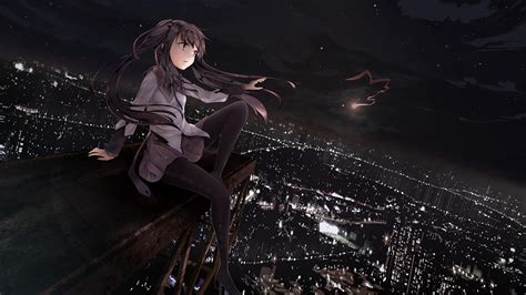 Hintergrundbilder Anime Mädchen Himmel Landschaft Stadt Nacht