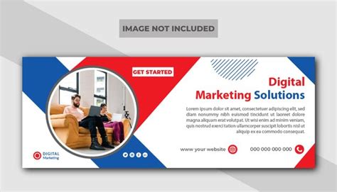 디지털 마케팅 대행사 페이스북 커버 페이지 또는 웹 배너 디자인 프리미엄 벡터