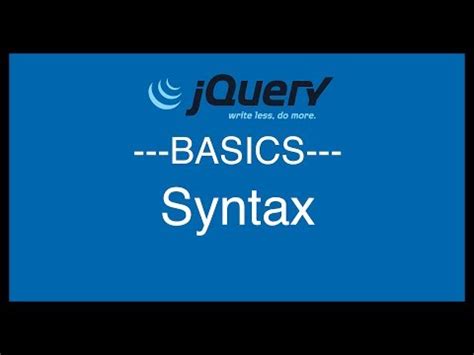 Learn Jquery Basics Tutorial Syntax Mind Luster