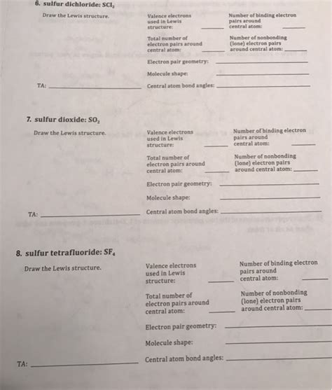 Solved 6 Sulfur Dichloride Sci Draw The Lewis Structure