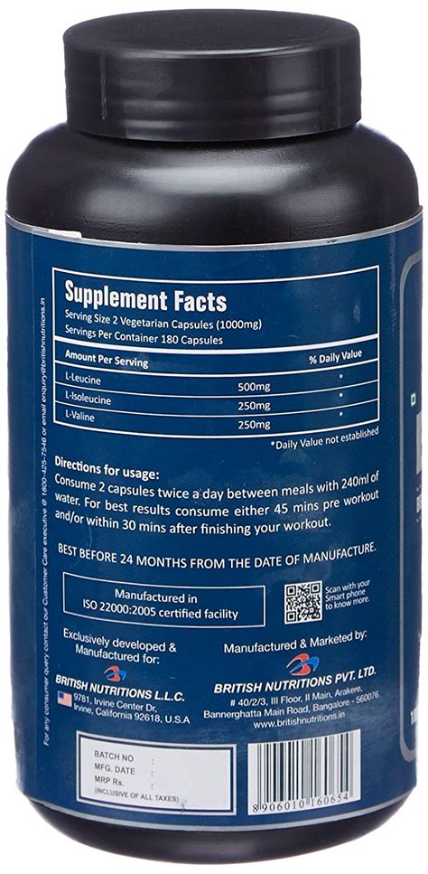 Compare & Buy British Nutrition BCAA 180 Capsules Online In India At ...