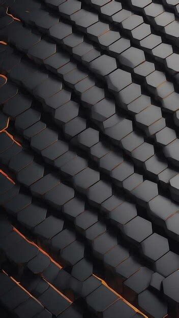 Premium Photo Abstract Geometric Surface Hexagonal Black 3d Rendering