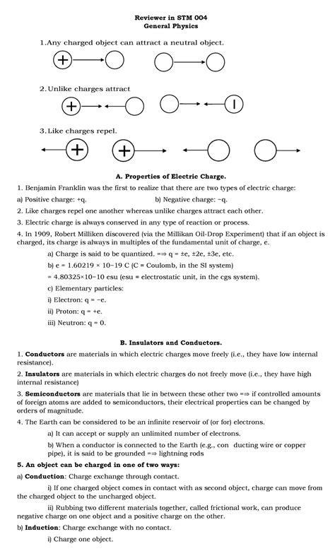 Reviewer In Stm 004 Reviewer In Stm 004 General Physics 1 Charged