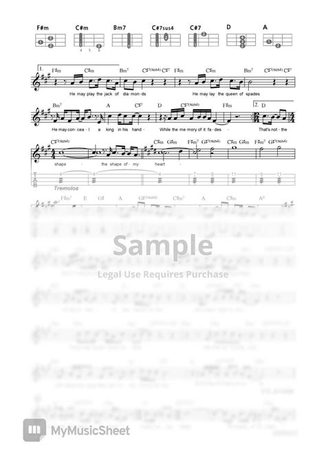 Sting Shape Of My Heart 반주곡 악보 By 싱글벙글 우쿨렐레