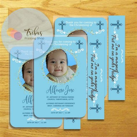 Simple Blue Theme Ref Magnet Baptismal Christening Dedication