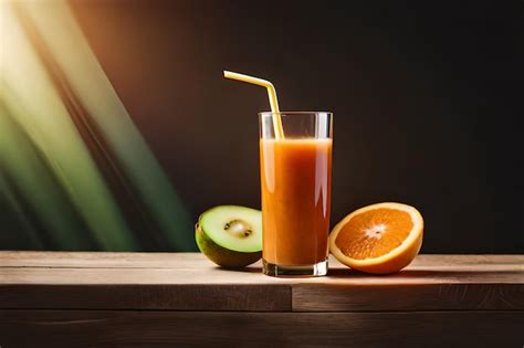 Premium Ai Image A Glass Of Orange Juice Next To A Half An Orange And