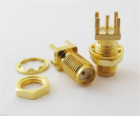 2pcs Sma Rf Female Board Mount Coaxial Long Thread Connector Length 16