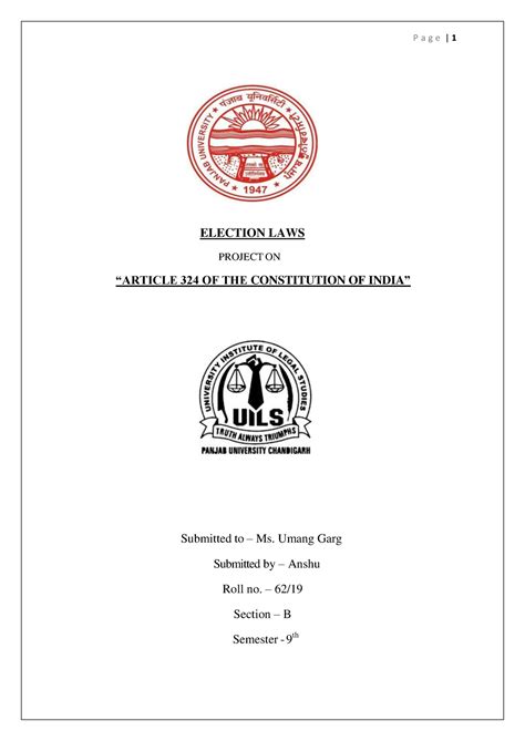 Election Laws Project Election Laws Project On “article 324 Of The