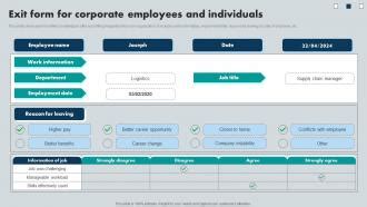 Exit Form For Corporate Employees And Individuals PPT Slide