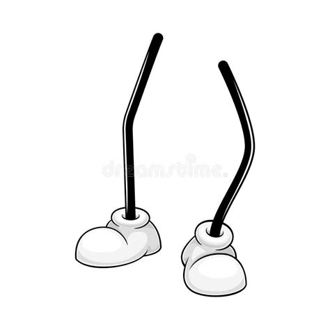 Comical Pair Of Legs And Cartoon Feet In White Shoes Sitting Vector Illustration Stock Vector