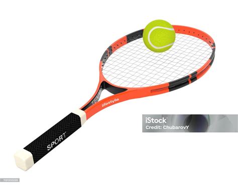 노란색 공을 가진 테니스 라켓입니다 고립 된 3d 렌더링 그림 라켓에 대한 스톡 사진 및 기타 이미지 라켓 테니스 라켓 3차원 형태 Istock