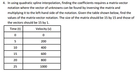 Solved In Using Quadratic Spline Interpolation Finding The Chegg