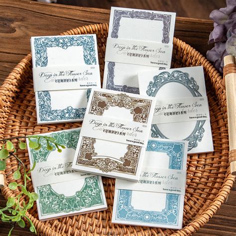 심플 레트로 식물 테두리 소재 메모장 팩당 30 매 장식 베이스 쓰기 메시지 용지 6 가지 모델 노트북 및 쓰기 패드