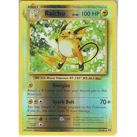 Pokemon Trading Card Game 36108 Raichu Reverse Holo Xy 12