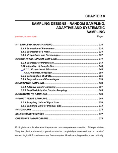 Chapter Sampling Designs