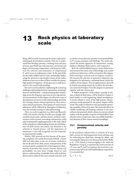Pdf Chapter 13 Rock Physics At Laboratory Scale From Textbook Rock Quality Seismic Velocity