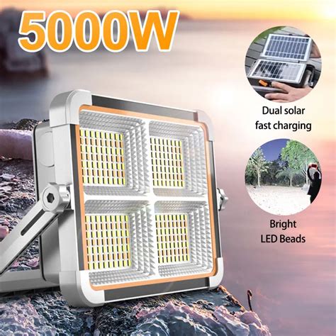 강력한 Led 태양열 투광 조명 충전식 비상 조명 야외 캠핑 텐트 램프 휴대용 작업 수리 조명 5000w