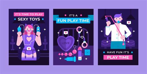 Conjunto De Tarjetas De Juguetes Sexuales De Diseño Plano Vector Gratis
