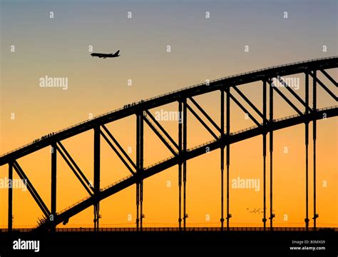 Sydney Harbor Bridge Sunset Stock Photo Alamy
