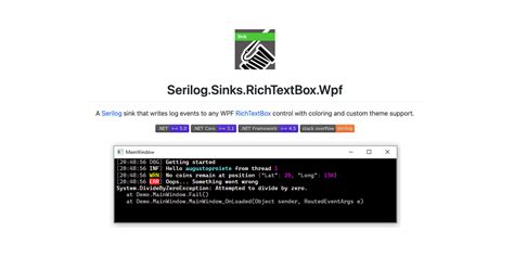 Github Serilog Contrib Serilog Sinks Richtextbox A Serilog Sink That