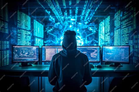 Premium Ai Image Back Of Anonymous Robot Hacker Concept Of Hacking Cybersecurity Cybercrime