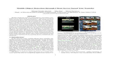 pdf mobile object detection through client server based vote transfer