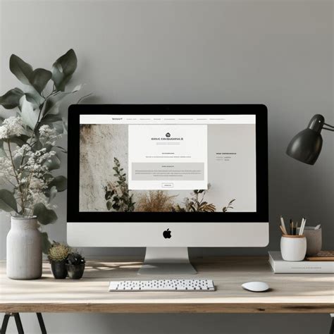 Minimalist Home Office Workspace With Computer Keyboard And Plants