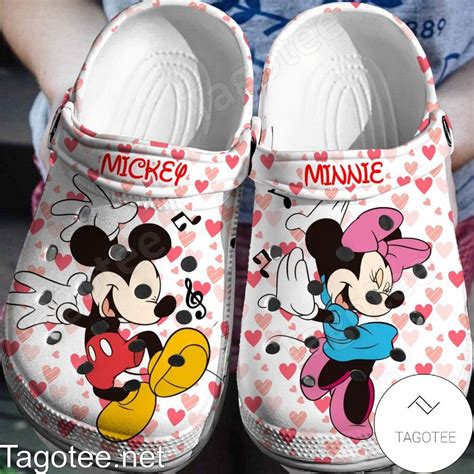 Mickey Mouse And Minnie Mouse Heart And Music Crocs Clogs Tagotee