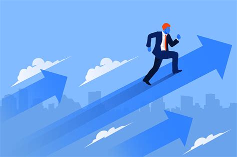 성공을 위해 비행 화살표에 사업가와 비즈니스 화살표 개념 차트 를 성장 이익 매출과 투자를 증가 배경 벡터 달리기에 대한 스톡 벡터 아트 및 기타 이미지 Istock