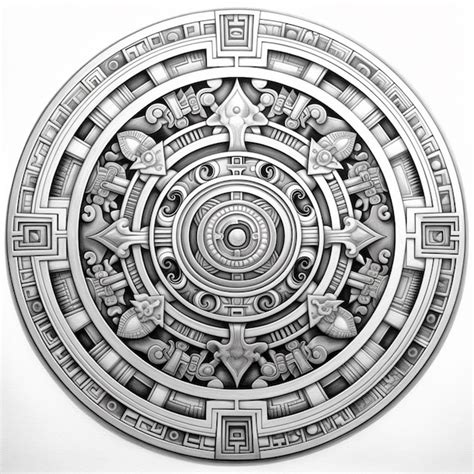 Premium AI Image A Drawing Of A Circular Design With A Clock In The Middle Generative Ai