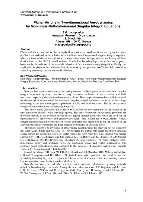 Pdf Planar Airfoils In Two Dimensional Aerodynamics By Non Linear Multidimensional Singular