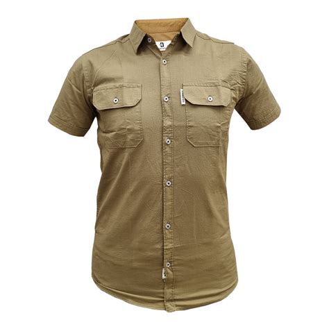 قیمت و خرید پیراهن آستین کوتاه مردانه دوک مدل کتان دو جیب رنگ سبز سدری