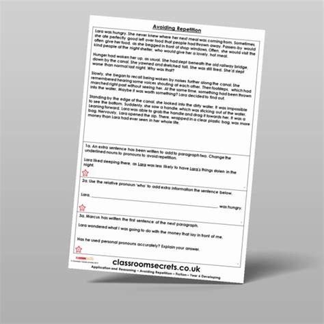 Year 6 Avoiding Repetition Fiction Application And Reasoning Resource