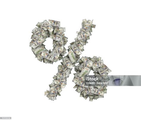 흰색 배경에 많은 달러 지폐의 격리 된 백분율 표시의 3d 렌더링 3차원 형태에 대한 스톡 사진 및 기타 이미지 3차원 형태 가격 경제 Istock