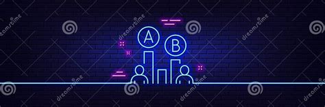 Ab Testing Line Icon Ui Test Chart Sign Neon Light Glow Effect