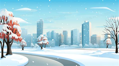 唯美冬季雪天雪地城市雪景插画背景图片下载 2912x1632像素JPG格式 编号vrgfok0d1 图精灵