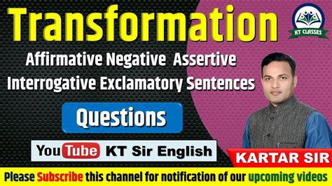 Transformation Questions Affirmative Negative Interrogative