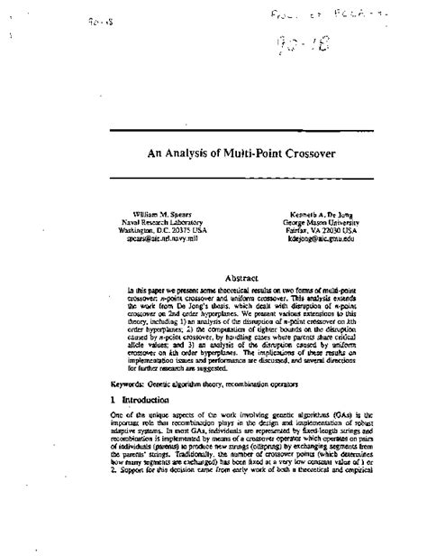 Pdf An Analysis Of Multi Point Crossover