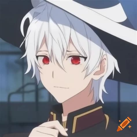 Anime Character With White Hair Red Eyes And A Small Hat In 2017