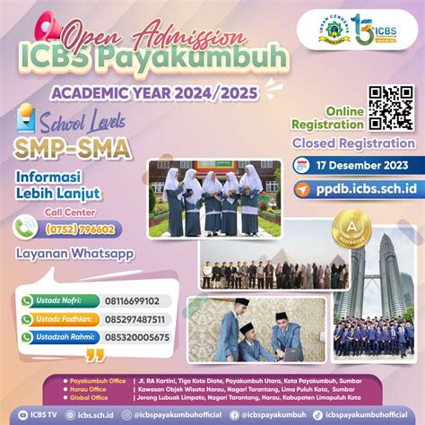 Pendaftaran Peserta Didik Baru Ppdb Insan Cendekia Boarding School Icbs Payakumbuh Tahun