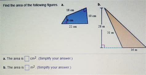 Solved B A Find The Area Of The Following Figures 18 Cm